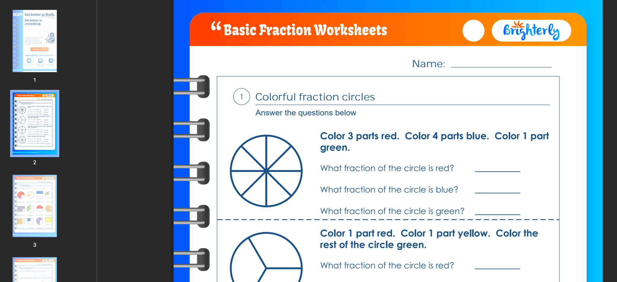 FREE Printable Basic Fractions Worksheets [PDFs] Brighterly