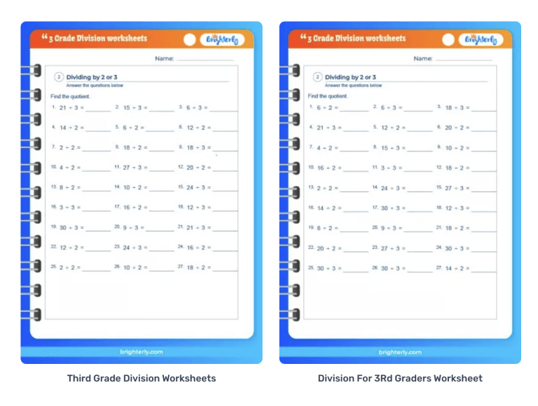 Division Worksheets Grade 3
