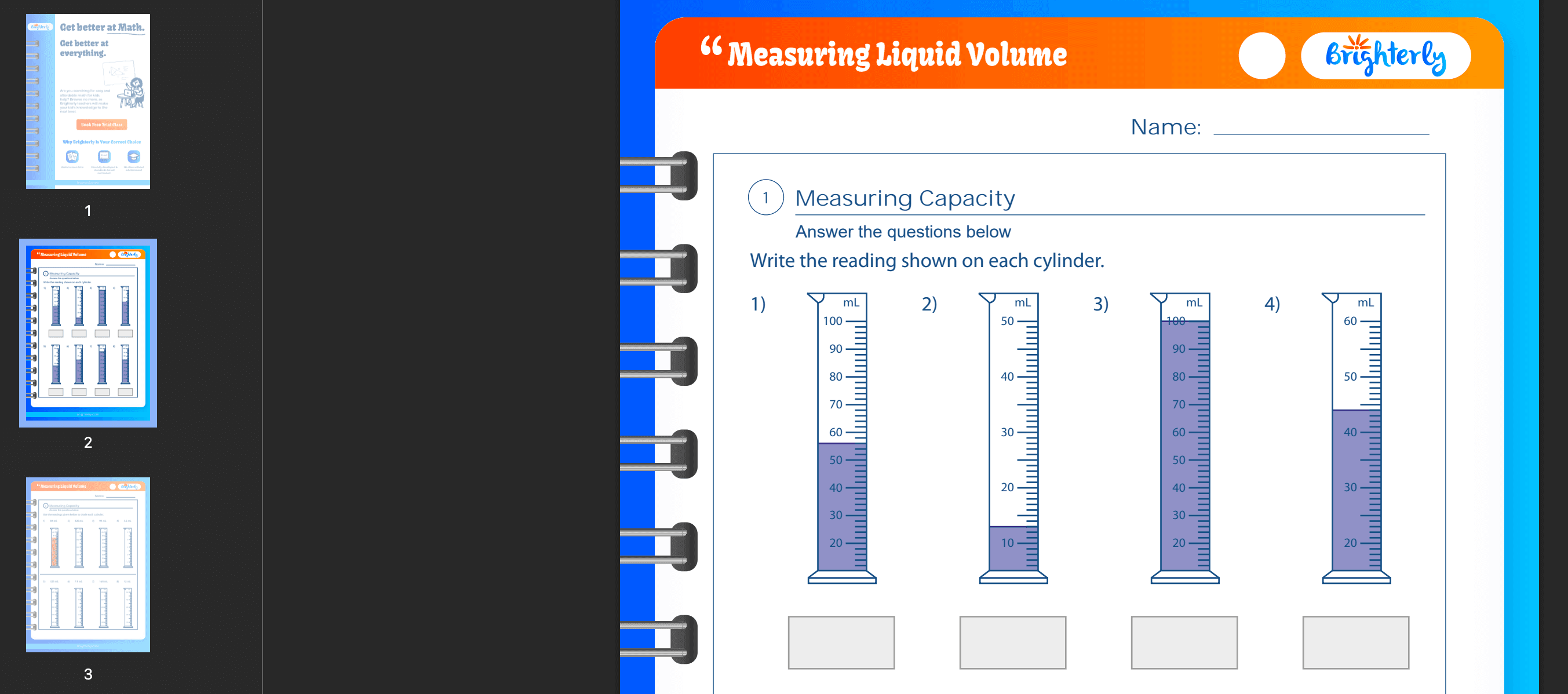 Free Measuring Liquid Volume Worksheets [PDF] Brighterly