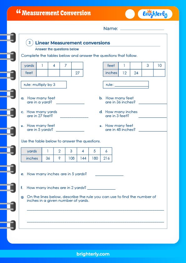 Free Measurement Conversion Worksheets [PDF] Brighterly.com