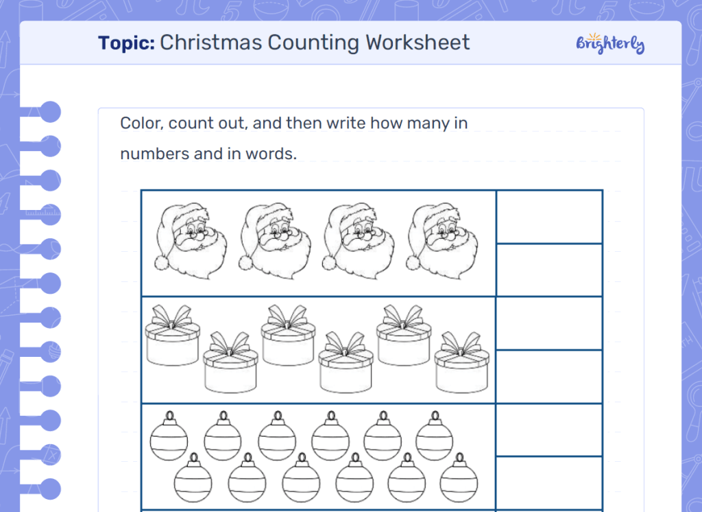Christmas Counting Worksheets