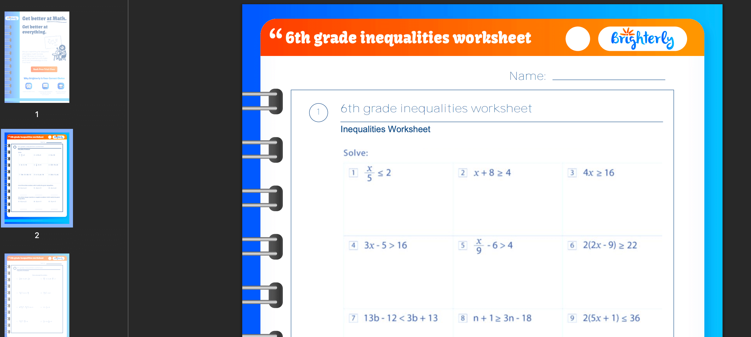 FREE Printable 6th Grade Inequalities Worksheets [PDFs]