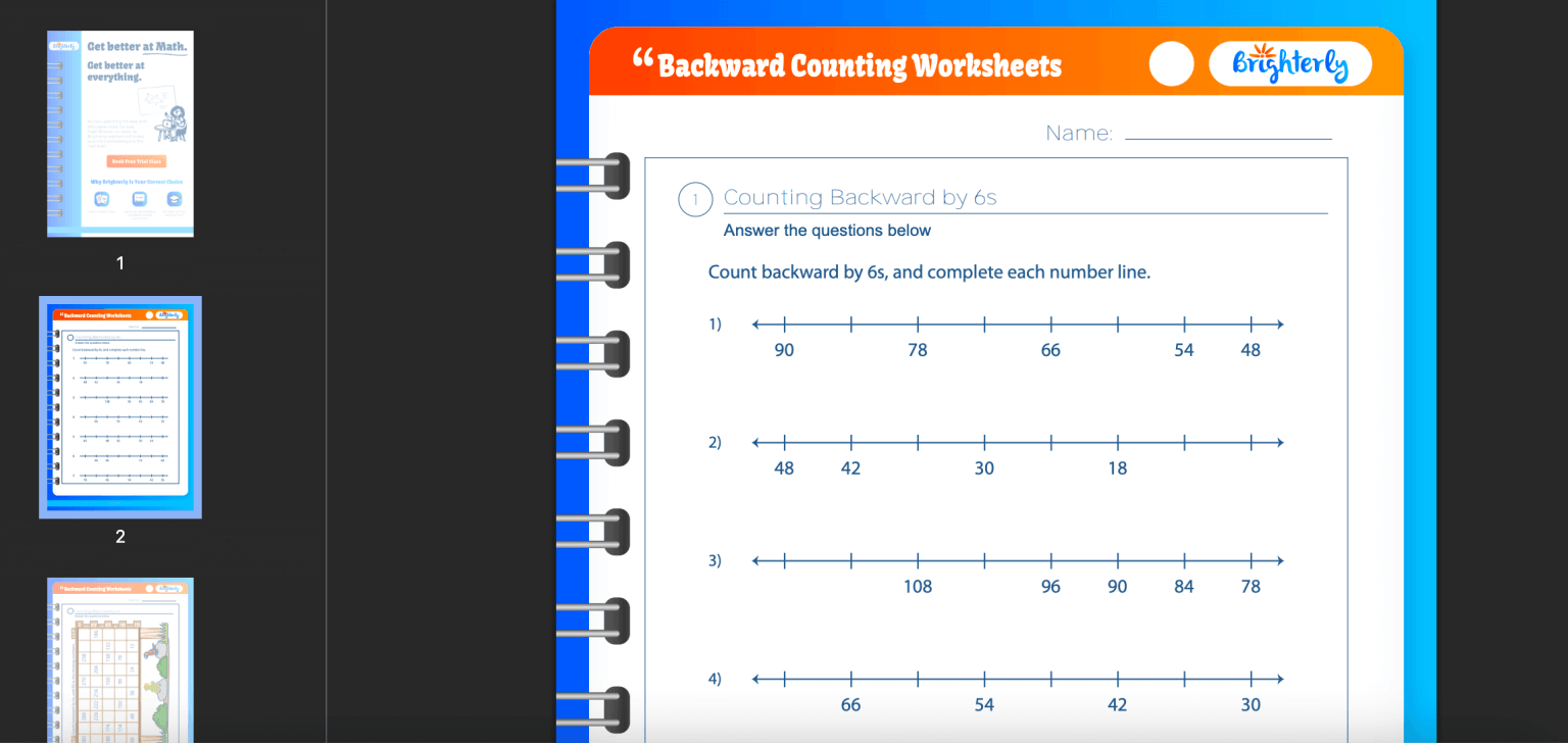 Backward Counting Worksheet [Free Printable]