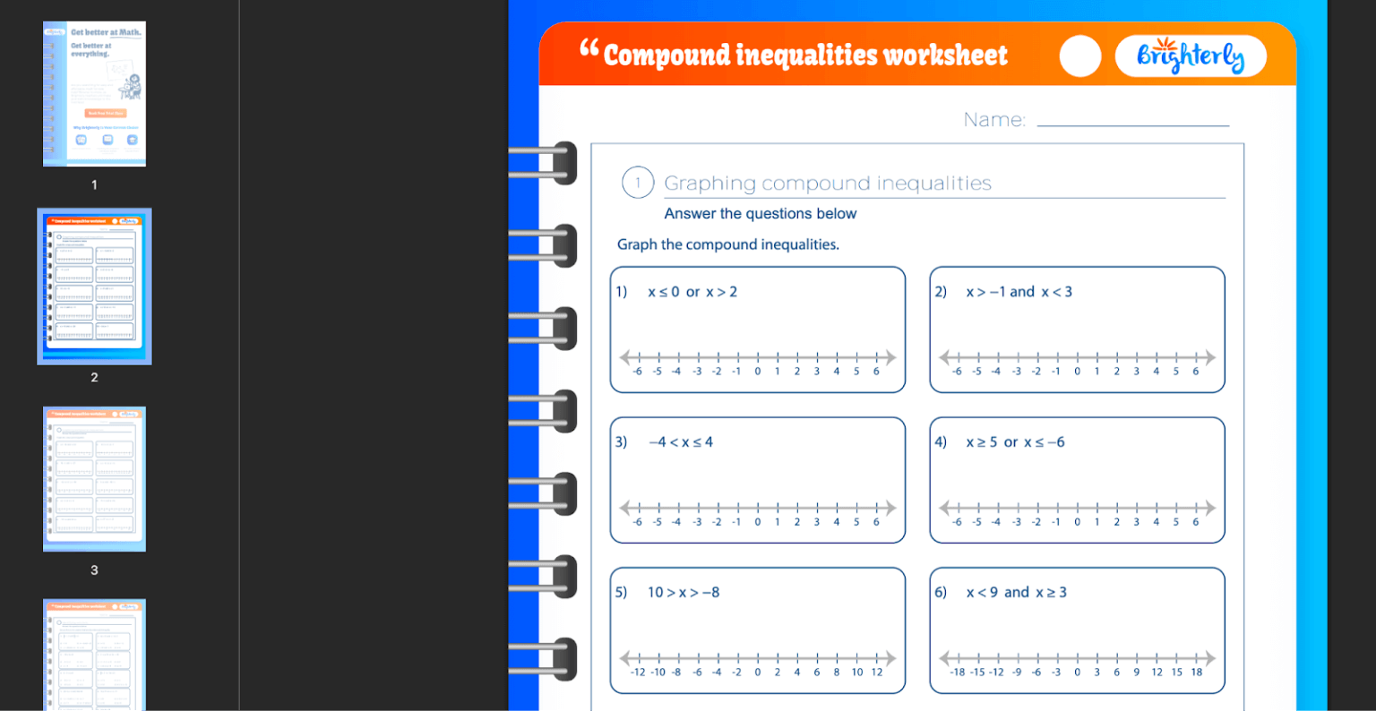 Compound Inequalities Worksheet [Free Printable]