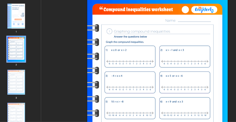 Compound Inequalities Worksheet [Free Printable]