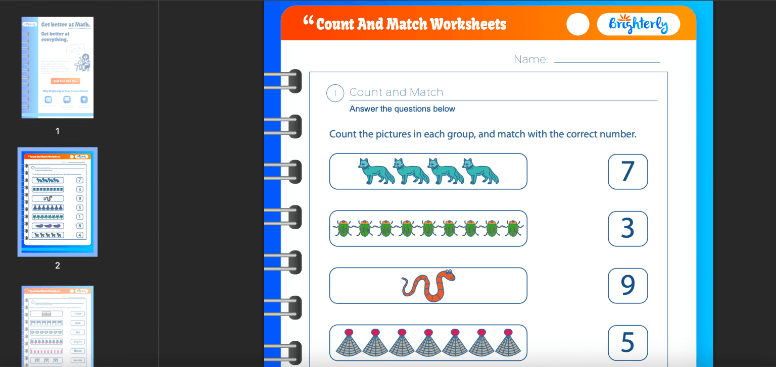 Count and Match Worksheets [Free Printable]