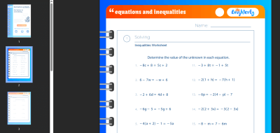 Equations and Inequalities Worksheets [Free Download]