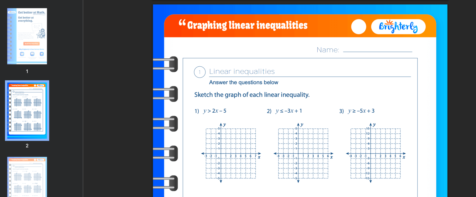 FREE Download Printable Graphing Linear Inequalities Worksheets [PDFs]