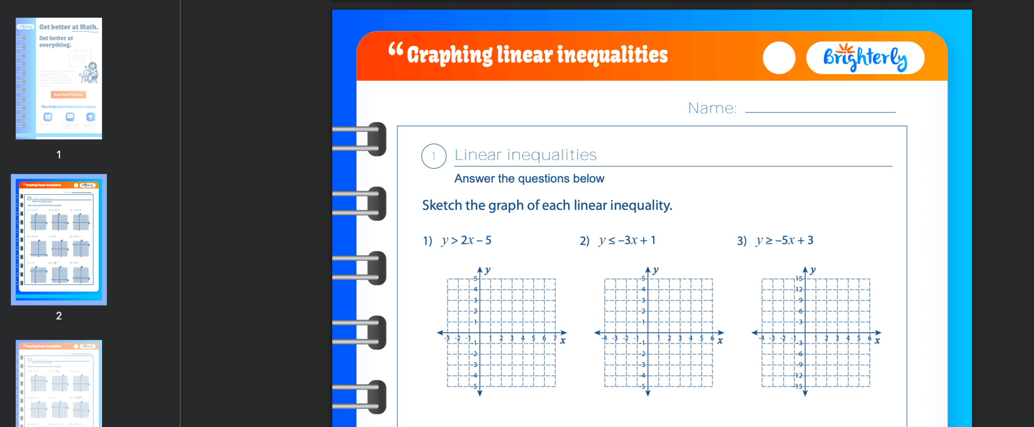 FREE Download Printable Graphing Linear Inequalities Worksheets [PDFs]
