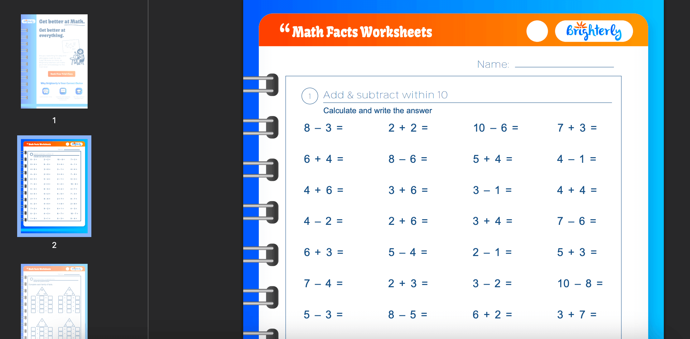 Math Facts Worksheets [Free Printable]