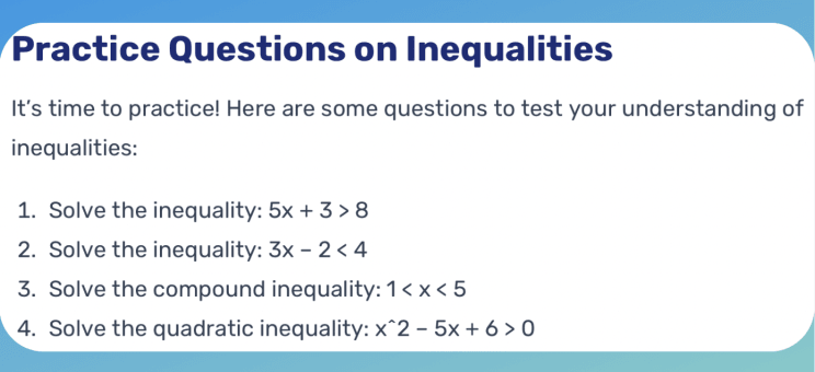 Equations and Inequalities Worksheets