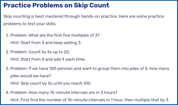Skip Counting by 4 Worksheets