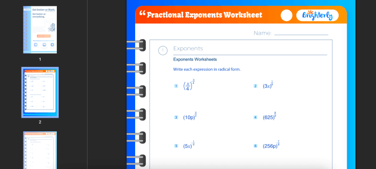 Fractional Exponents Worksheets [Free Printable]