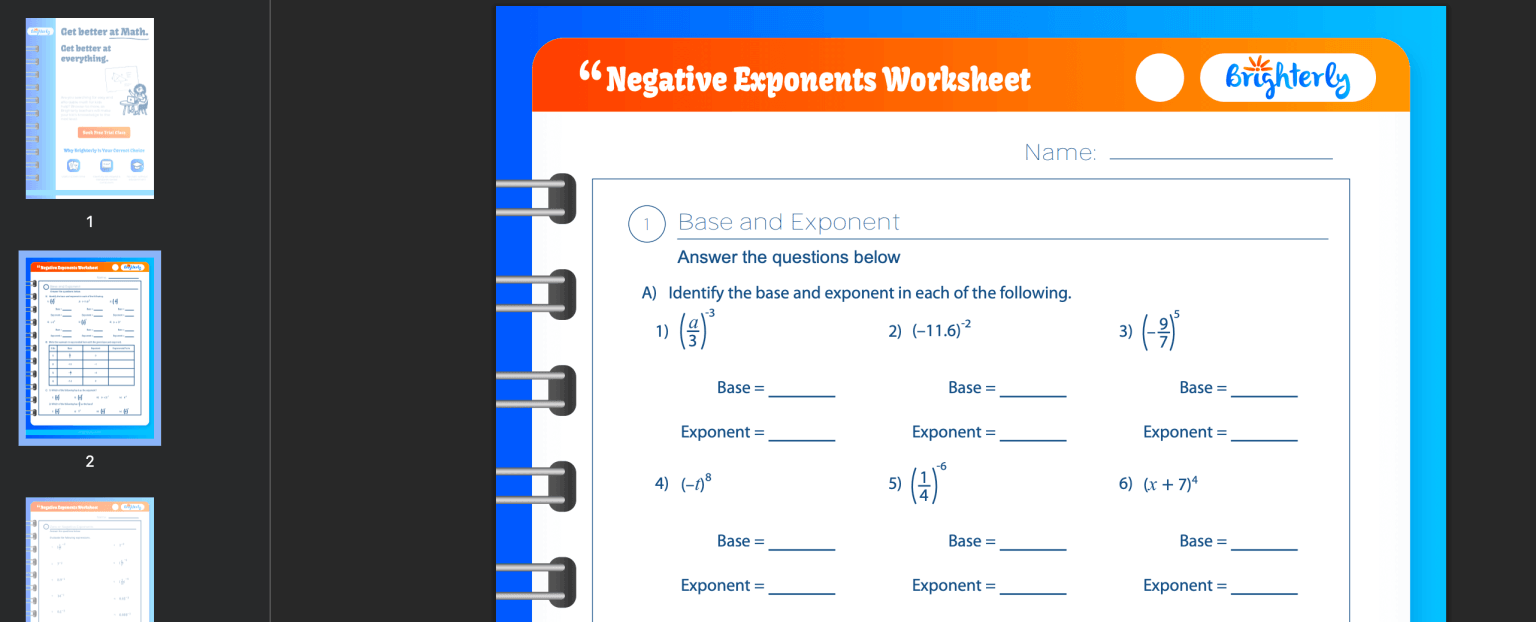 The Best Way To Learn With Negative Exponents Worksheets [PDFs ...