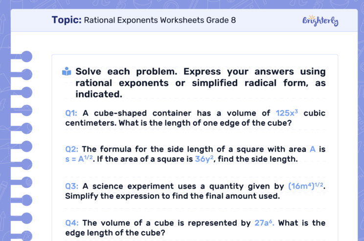 Learning About a Rational Exponents Worksheets [PDFs] Brighterly.com