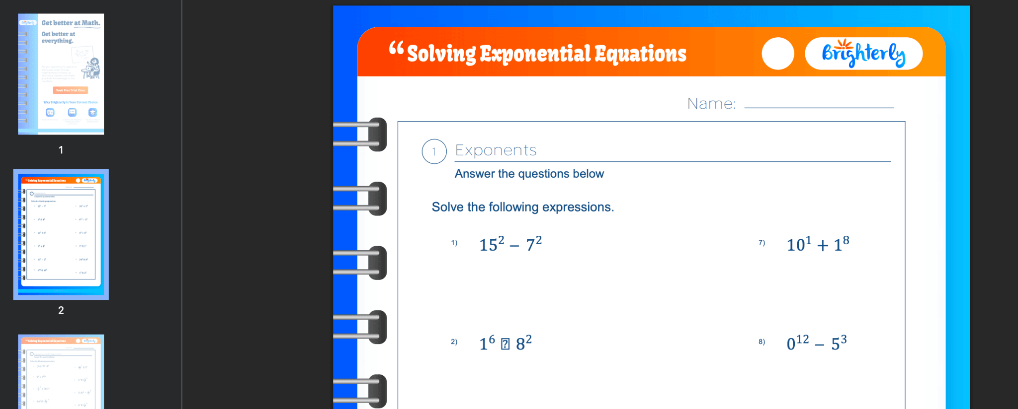 How To Use Solving Exponential Equations Worksheets [PDFs] Brighterly.com