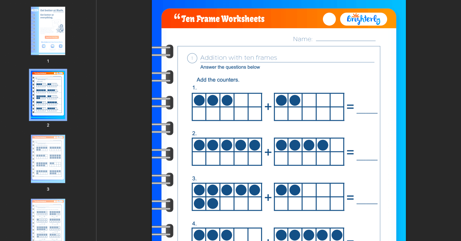 Ten Frame Worksheets [Free Printable]