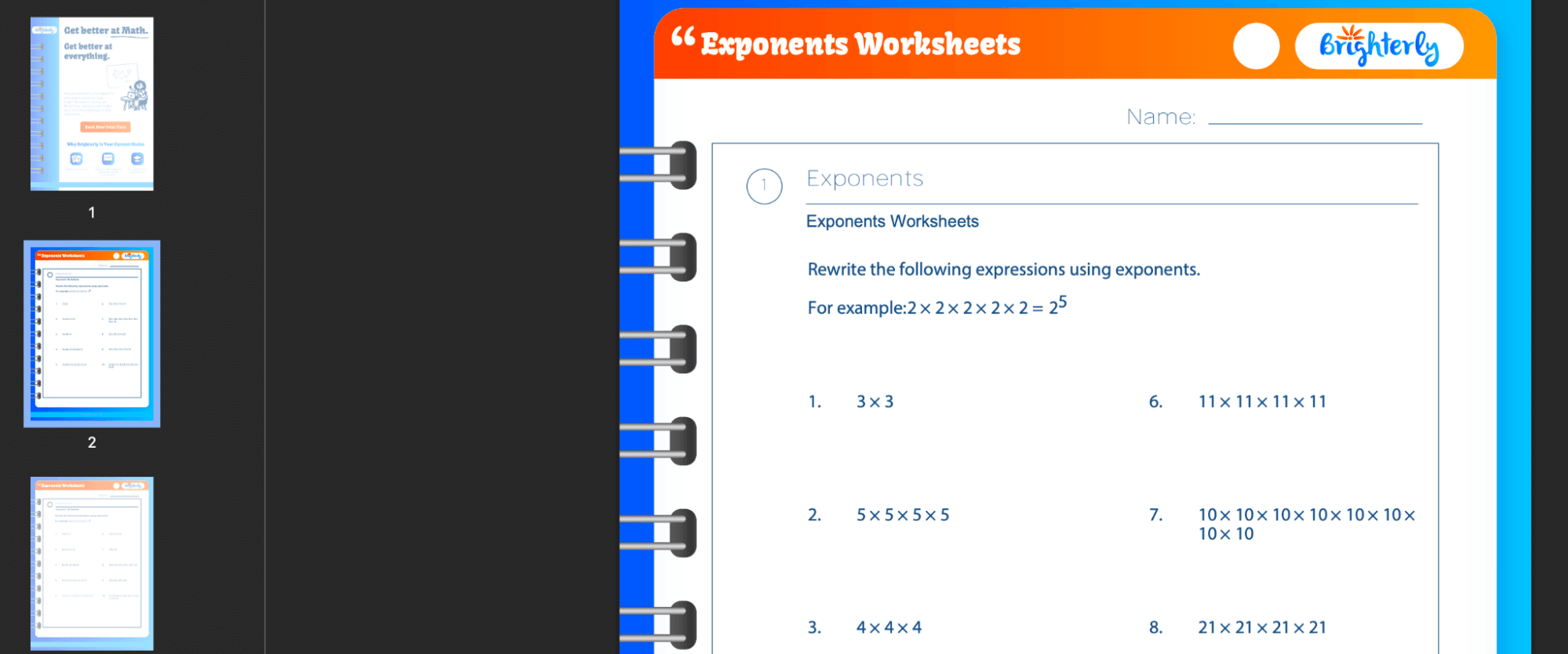 Exponents Worksheets [Free Printable]