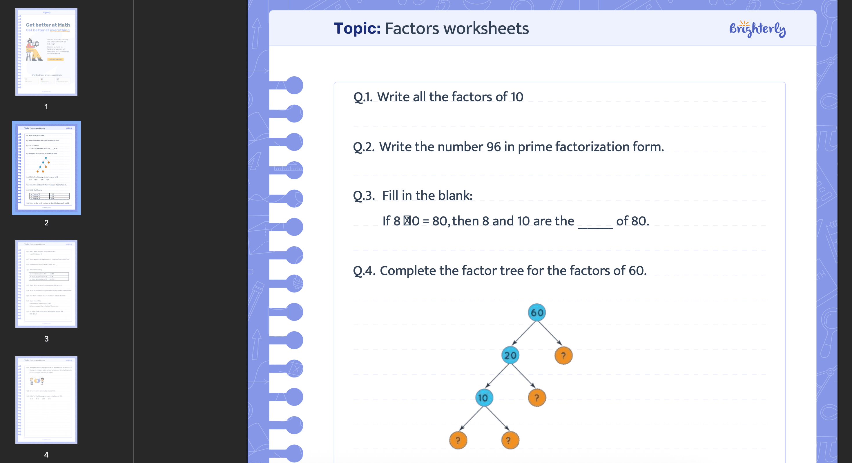 Factors Worksheet [Free Printable]