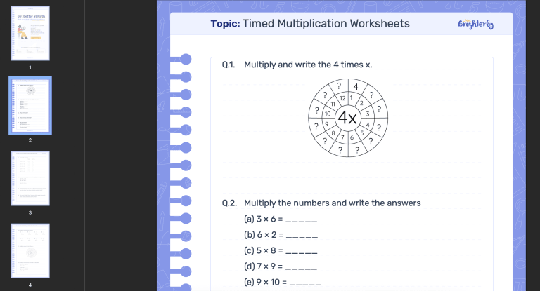 Timed Multiplication Worksheets [Free Printable]