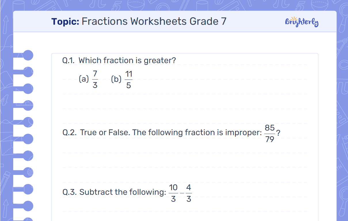 Free fractions worksheets grade 7 and how they can help your child