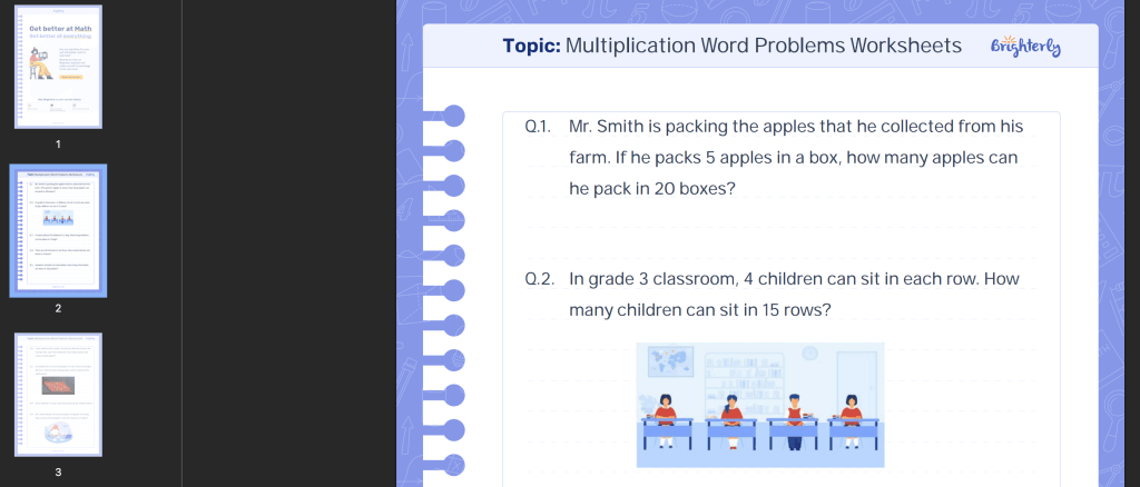 Multiplication Word Problems Worksheets Grade 3 [Free Printable]