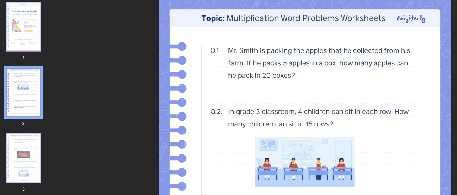 Multiplication Word Problems Worksheets Grade 3 [Free Printable]