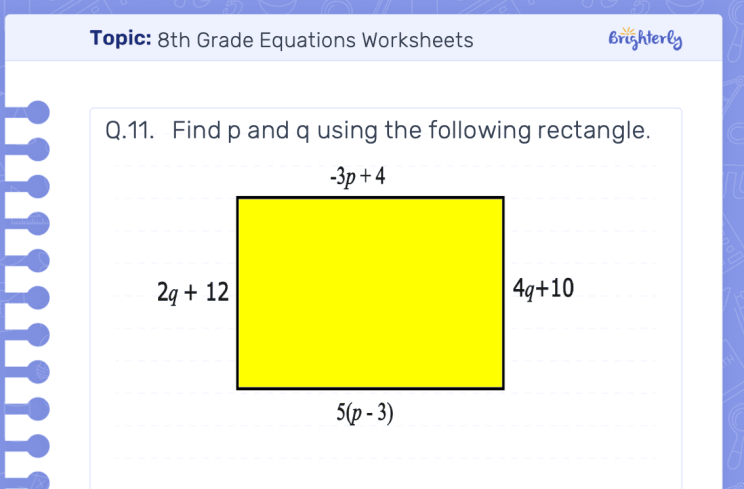 Enhance Math Fluency 8th Grade Equations Worksheet
