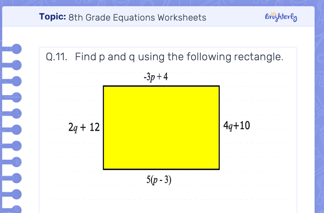Enhance Math Fluency 8th Grade Equations Worksheet
