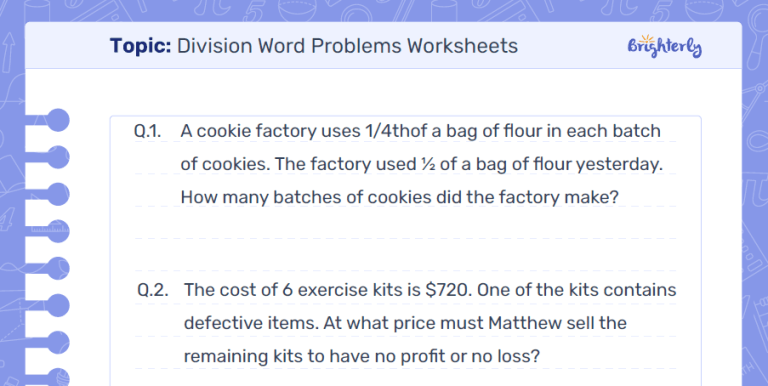 Printable division word problems worksheets