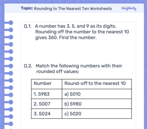 Free rounding to the nearest ten worksheets