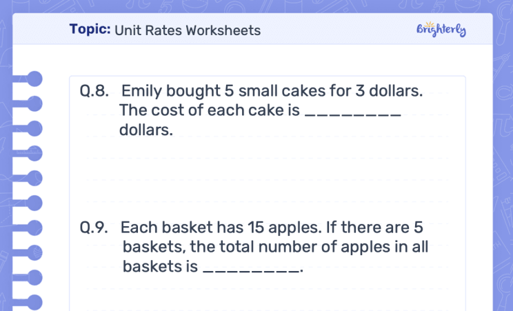 Printable unit rates worksheets