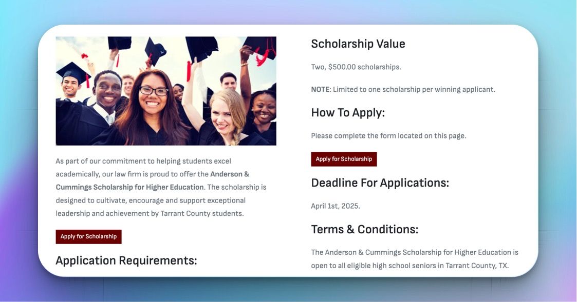 Top 15 Scholarships for High School Students 2024 - 2025