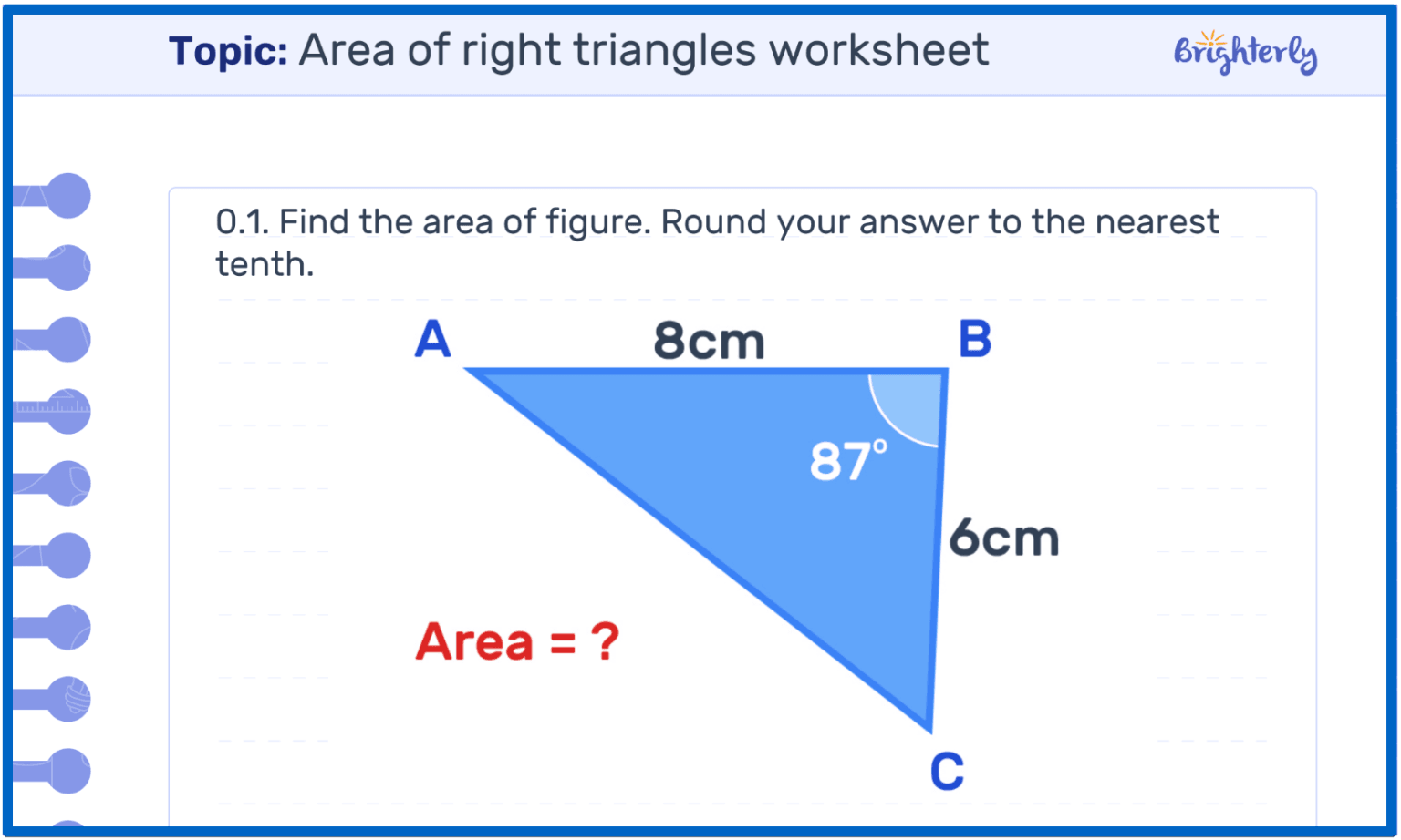 Area of right triangle worksheet [Free Printable]