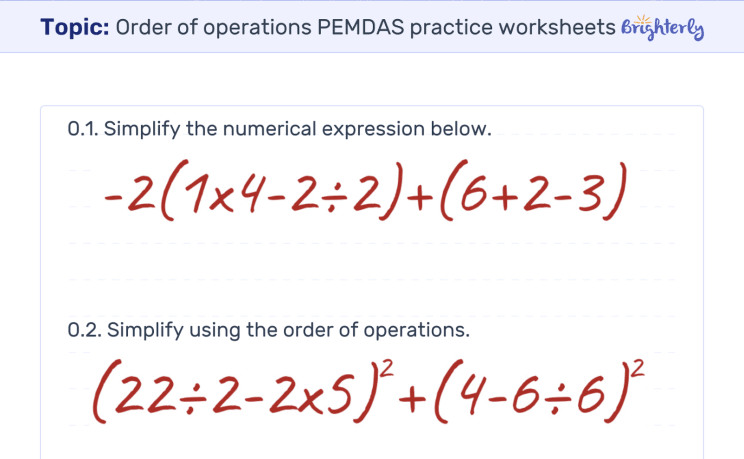Order of Operations PEMDAS Practice Worksheets [Free Printable]