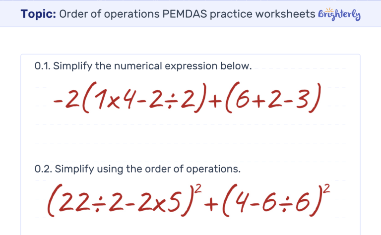 Order of Operations PEMDAS Practice Worksheets [Free Printable]