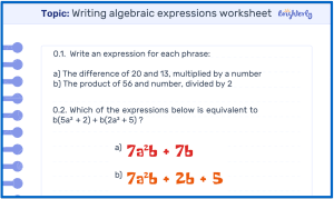 Writing algebraic expressions worksheet [Free Printable]