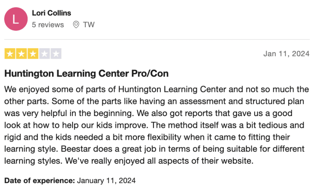 Huntington Learning Center Reviews