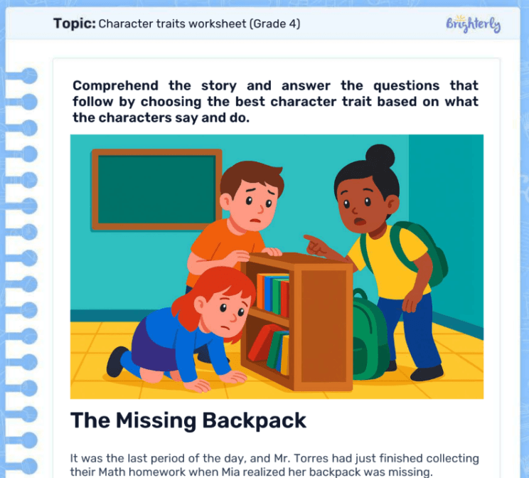 Character Traits Worksheet [Free Printable]