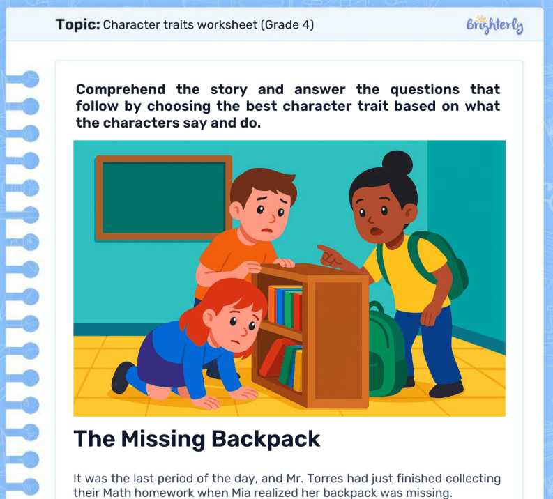 Character Traits Worksheet [Free Printable]