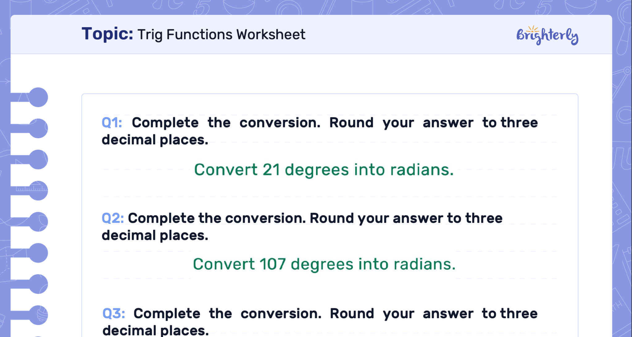 Trig Functions Worksheet [Free Printable]