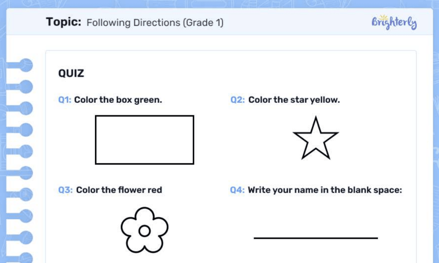 Following Directions Worksheet [Free Printable]