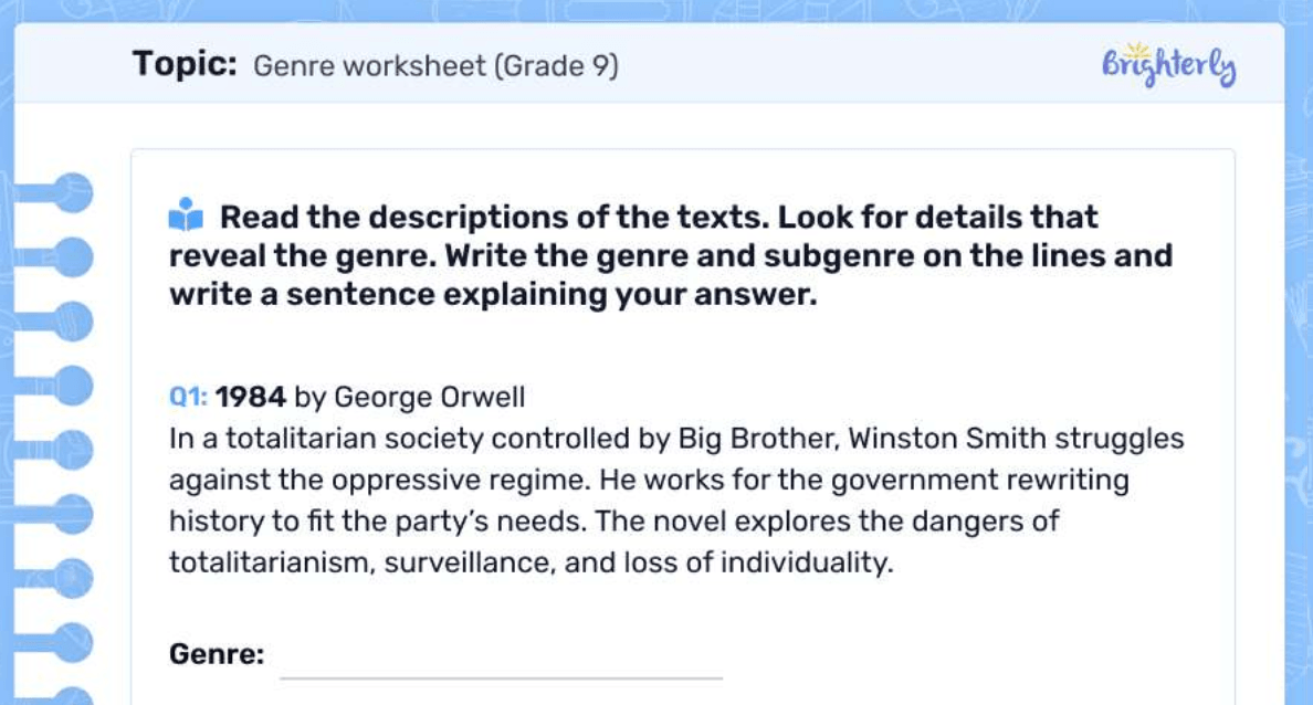 Genre Worksheet [Free Printable]