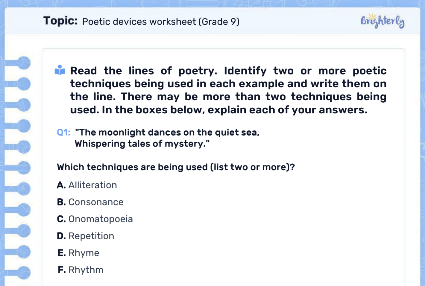 Poetic Devices Worksheet [PDFs]