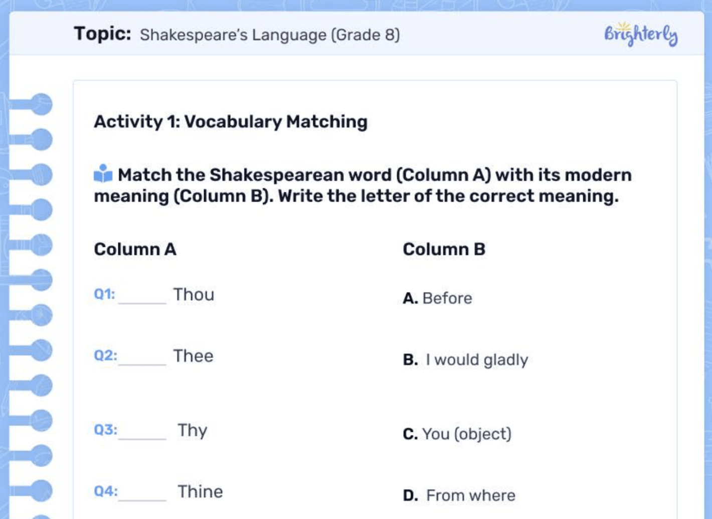 Shakespeare Worksheets [PDFs] Brighterly.com