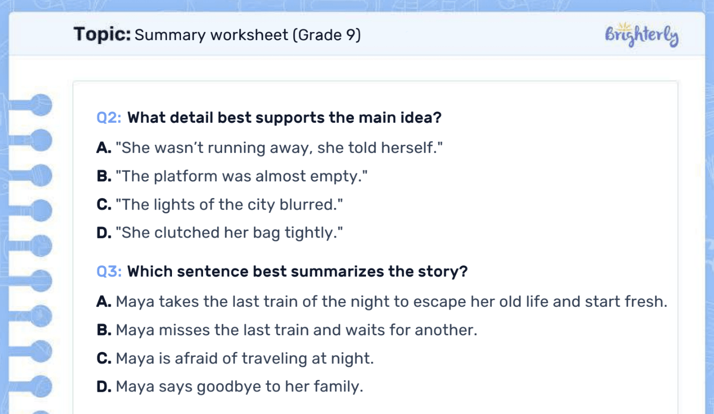 Summary Worksheet [PDFs]