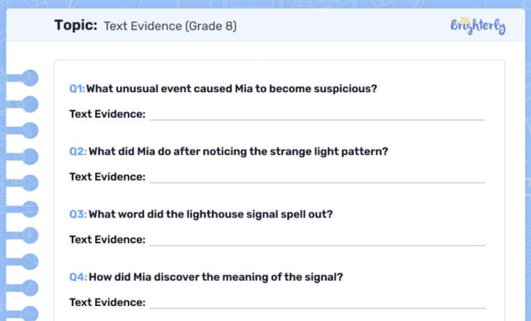 Text Evidence Worksheet [PDFs] Brighterly.com