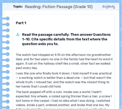 Free 10th Grade Reading Passages with Questions PDF