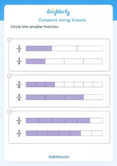 Free Printable Comparing Fractions Worksheet 4th Grade - Brighterly.com