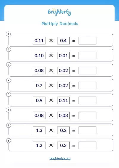 Free Printable Multiplying Decimals Worksheets [PDF] Brighterly.com